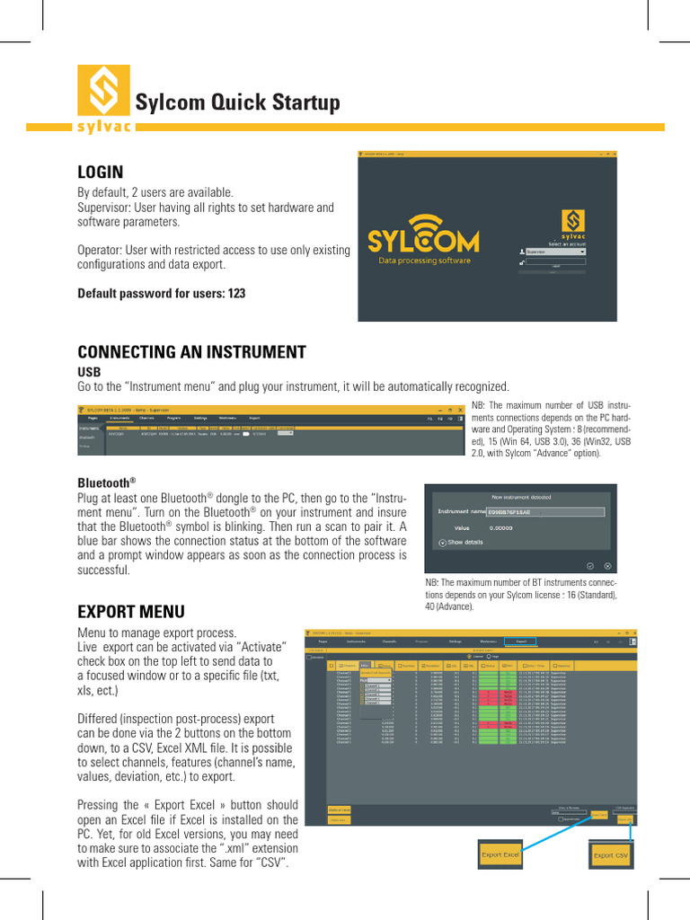 Quickstart A6 Sylcom Web | PDF | Microsoft Excel | Bluetooth