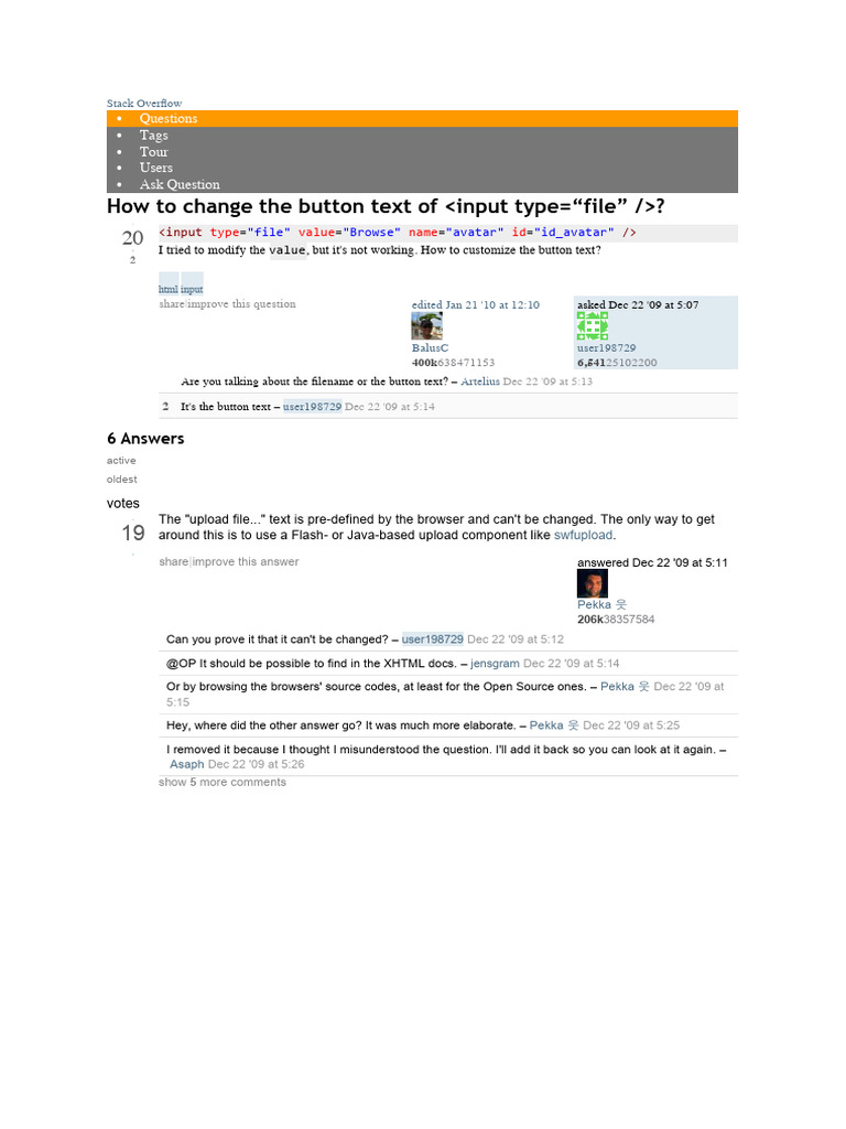Clips - change the button text of input type=file | PDF | Html | Computing