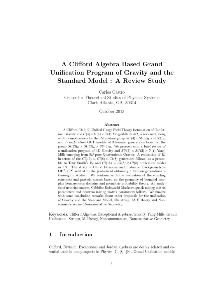A Clifford Algebra Based Grand Unificati | PDF | Standard Model | Higgs ...