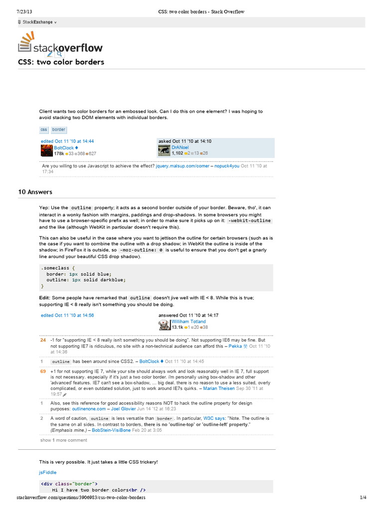 Clips - Css Two Color Borders - Stack Overflow | PDF | Web Standards | World Wide Web Consortium ...