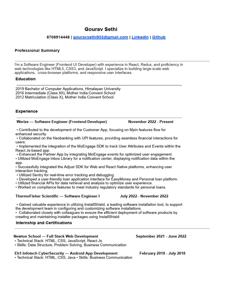 Gourav Resume | PDF | Application Software | Computer Science