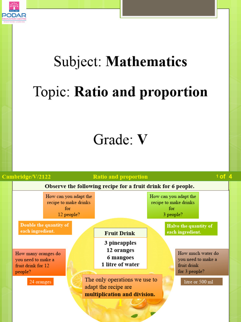 2 - Cambridge - V - Math - Ratio and Proportion | PDF | Ratio | Quantity
