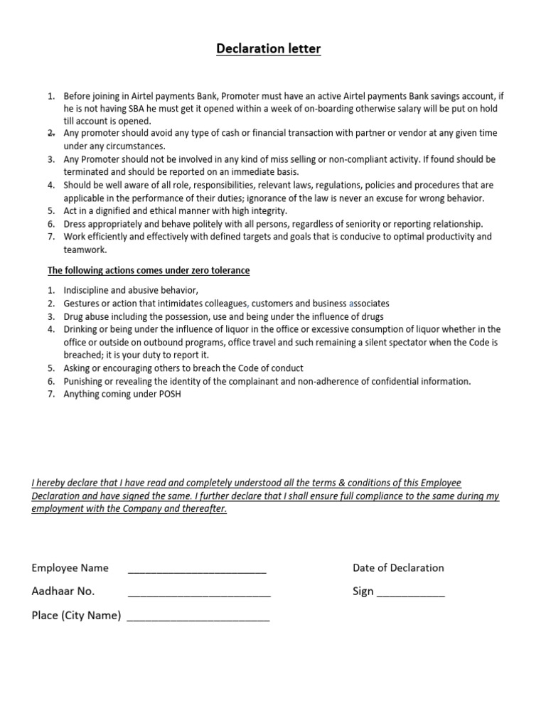 Declaration Form | PDF | Business