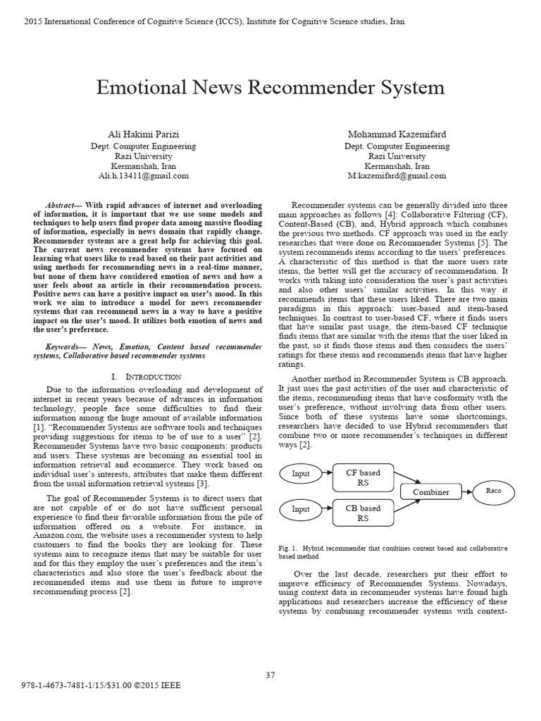 Emotion News Recommendation System | PDF | Computing | Information Science
