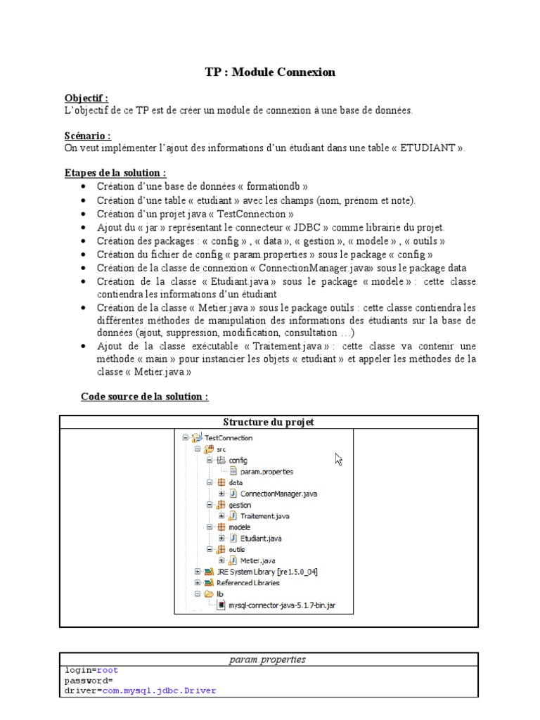 Module Java pour gestion étudiants | PDF | Java (Langage de programmation) | SQL