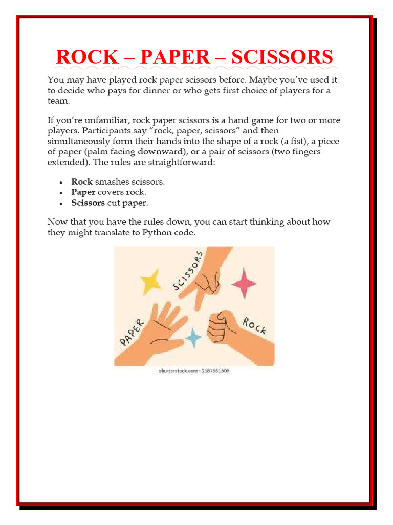 Rock Paper Scissors Pdf Python Programming Language Computing 0199