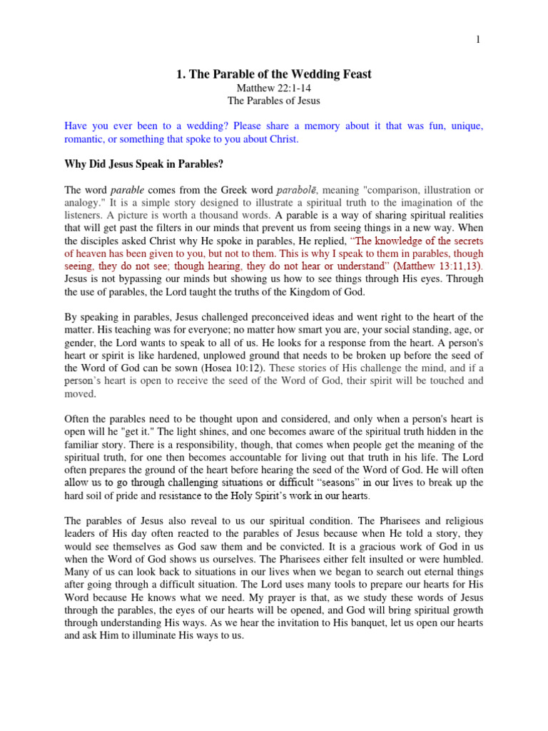 Insights on the Wedding Feast Parable | PDF | Jesus | Paul The Apostle