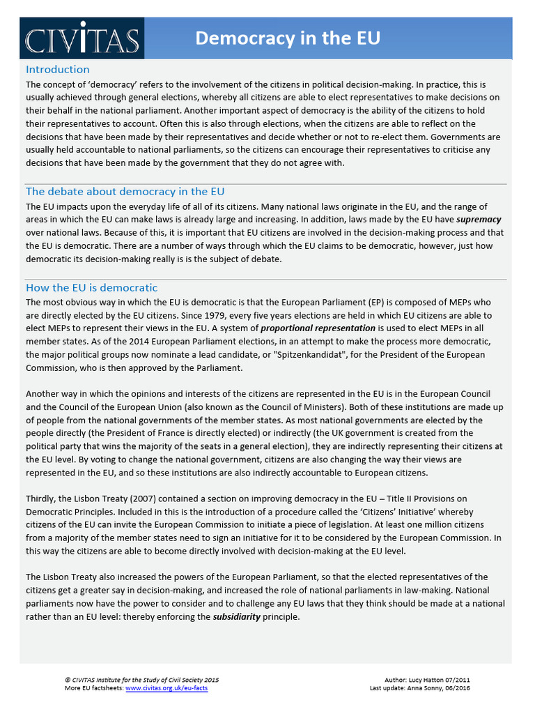 Democracy in EU | PDF | Democracy | Political Ideologies