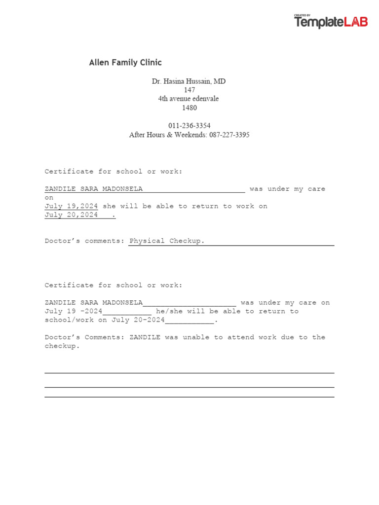 Doctor Note Template V08 | PDF