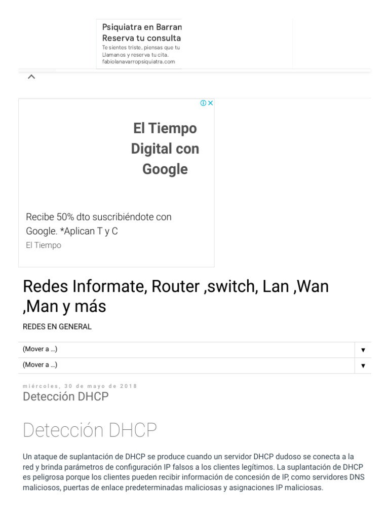 Redes Informate, Router, Switch, Lan, Wan, Man y Más - Detección DHCP | PDF | Dirección IP ...
