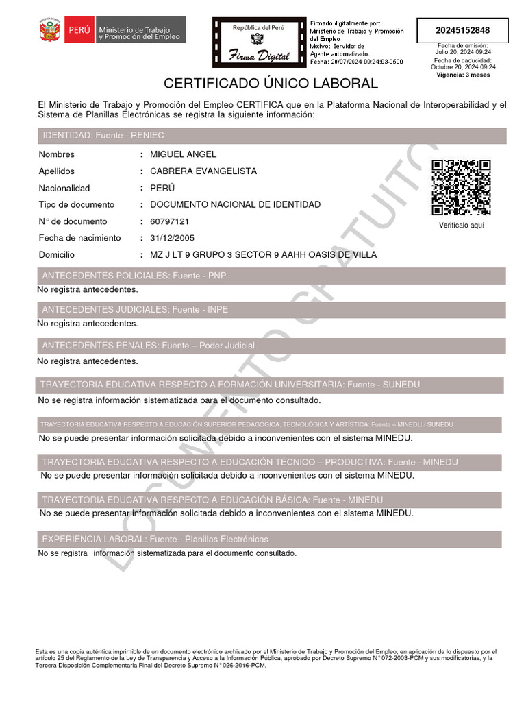 CUL Null | PDF | Documento de identidad | Derecho laboral