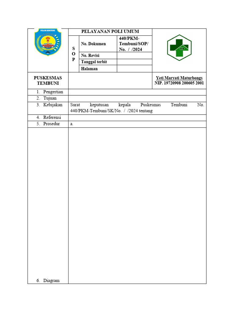 Format Sop Tembuni | PDF