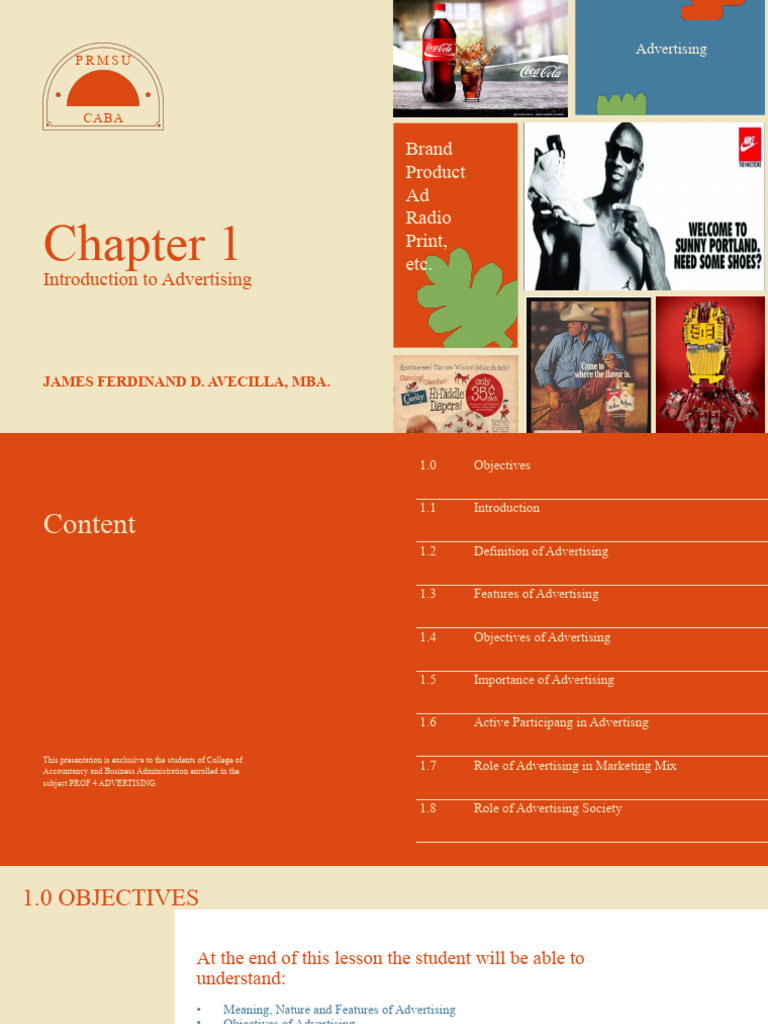 Chapter 1 Introduction To Advertising | PDF | Advertising | Sales
