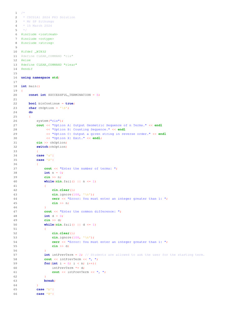 CSC01A1 2024 P04 Solution | PDF | Computer Programming | C++