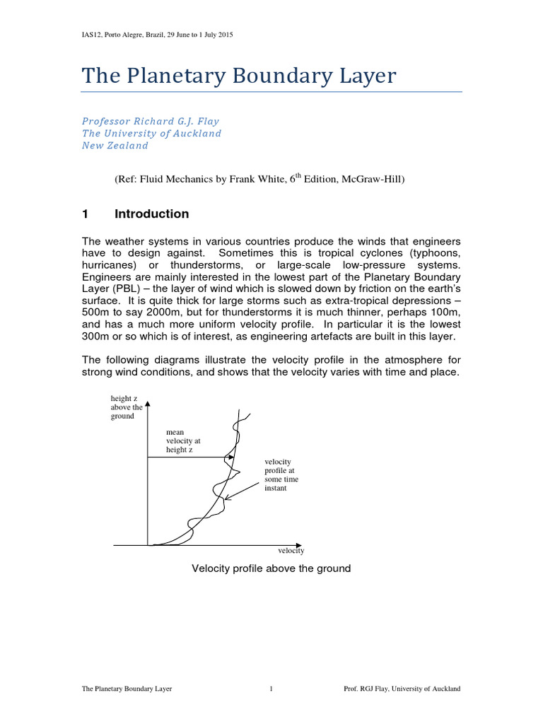 Flay 1 The Planetary Boundary Layer | PDF | Fluid Dynamics | Boundary Layer