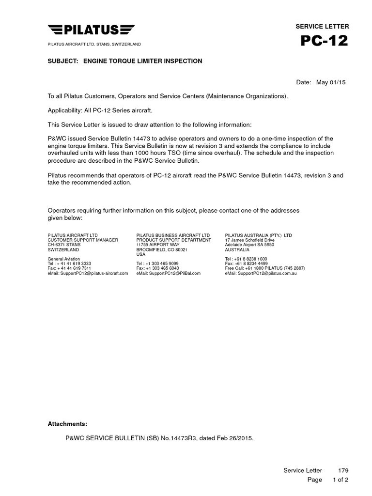 179 Engine Torque Limiter Inspection Pratt SB 14473 C83d3fb4e7 | PDF ...