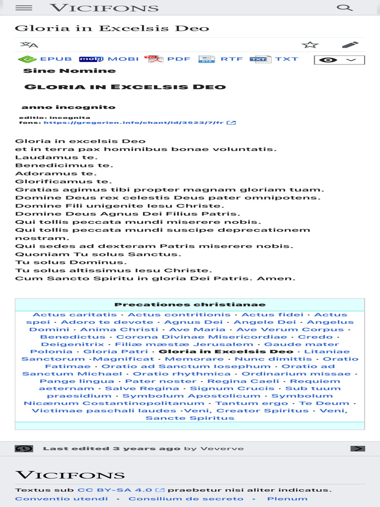 Gloria in Excelsis Deo - Wikisource | PDF | Cooking, Food & Wine | Religion & Spirituality