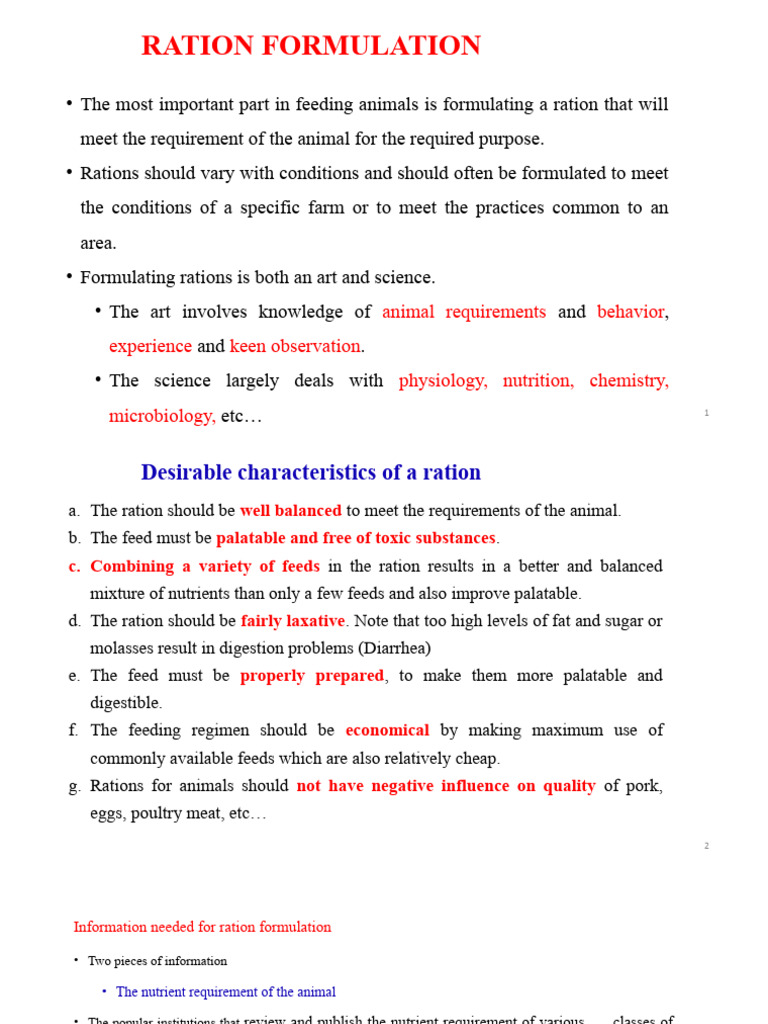 Ration Formulation | Download Free PDF | Nutrition | Diet & Nutrition