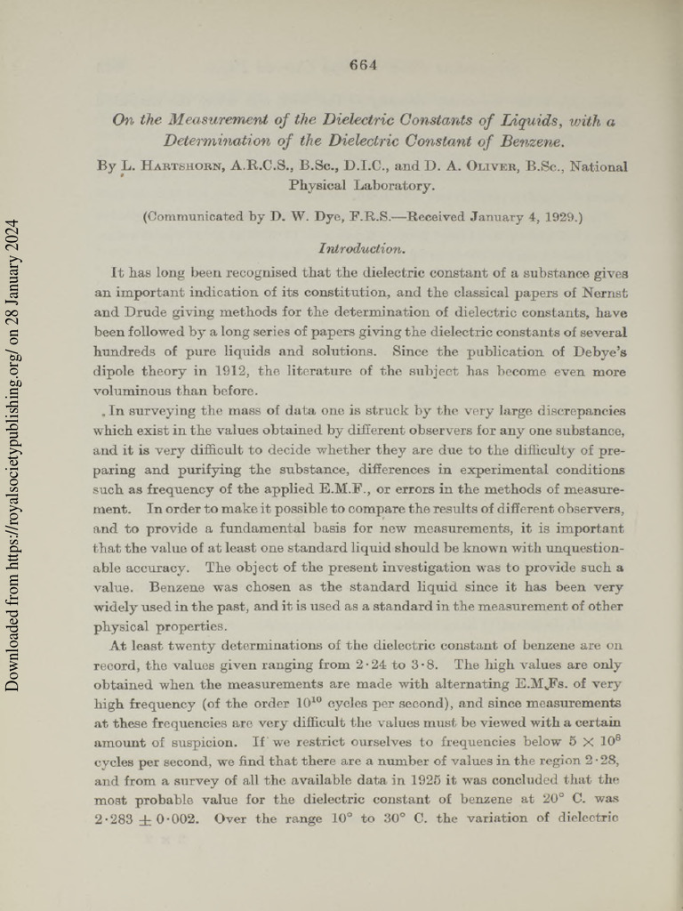 Hartshorn Et Al 1997 On The Measurement Of The Dielectric Constants Of