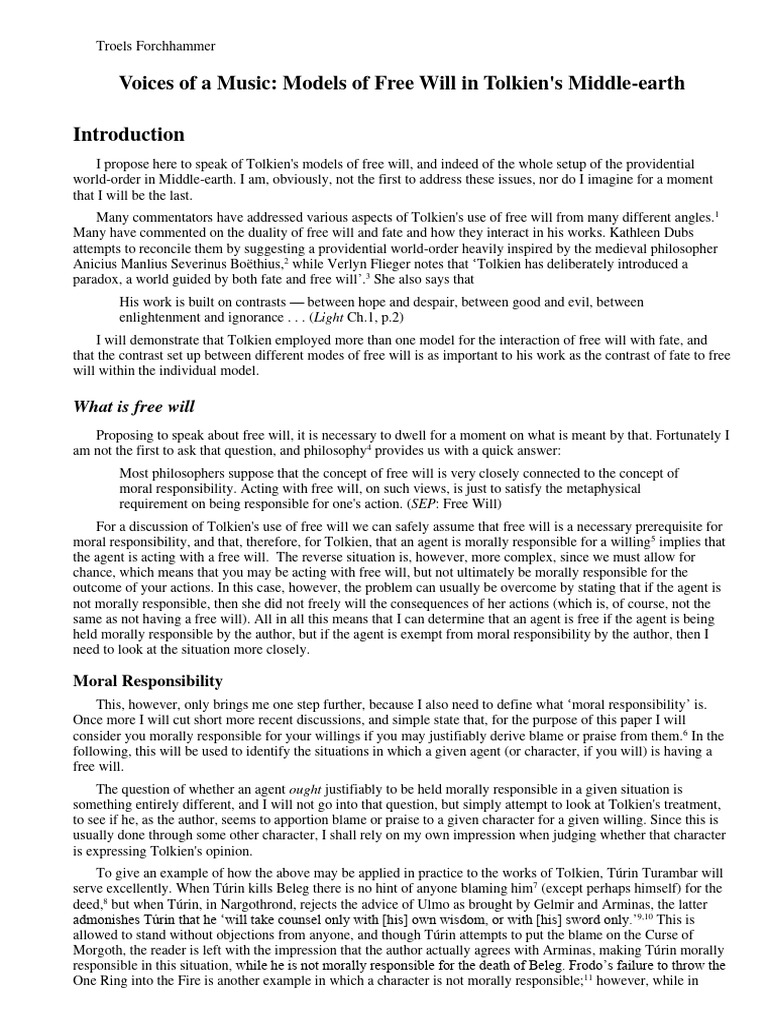 Tolkien's Free Will and Fate Models | PDF | Free Will | Fantasy