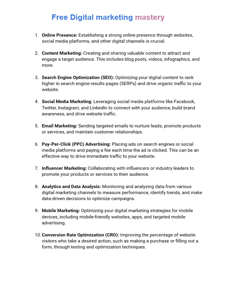 FREE Digital marketing Mastery 2024 | PDF | Search Engine Optimization ...