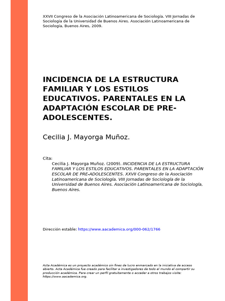 Incidencia de La Estructura Familiar y Los Estilos Educativos ...