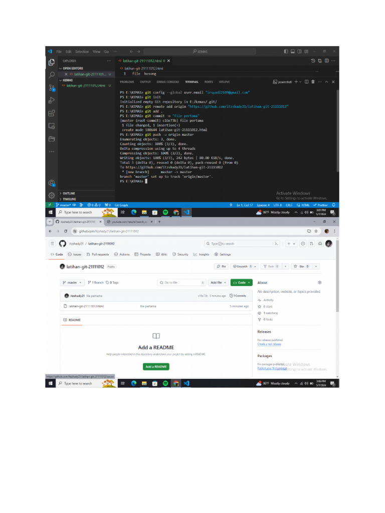 Latihan Git 21111012 Kemas | PDF | Software Engineering | Information Technology