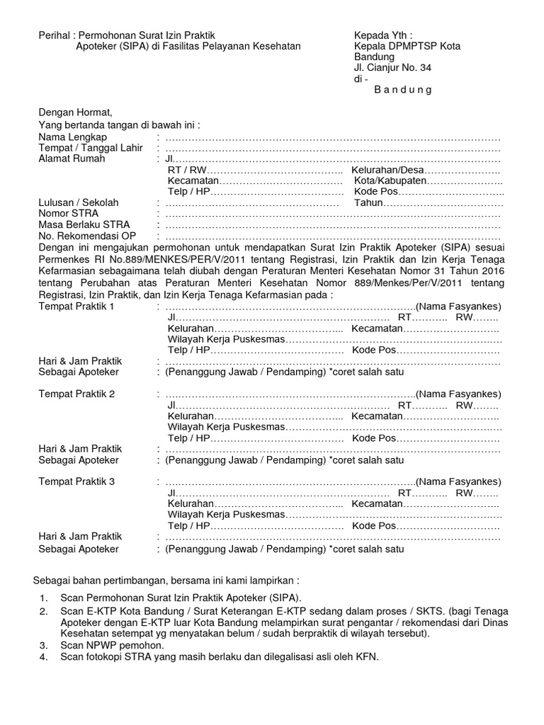 Form Apoteker Pelayanan (Untuk Apoteker Yang Bekerja Di RS, Klinik Dan ...