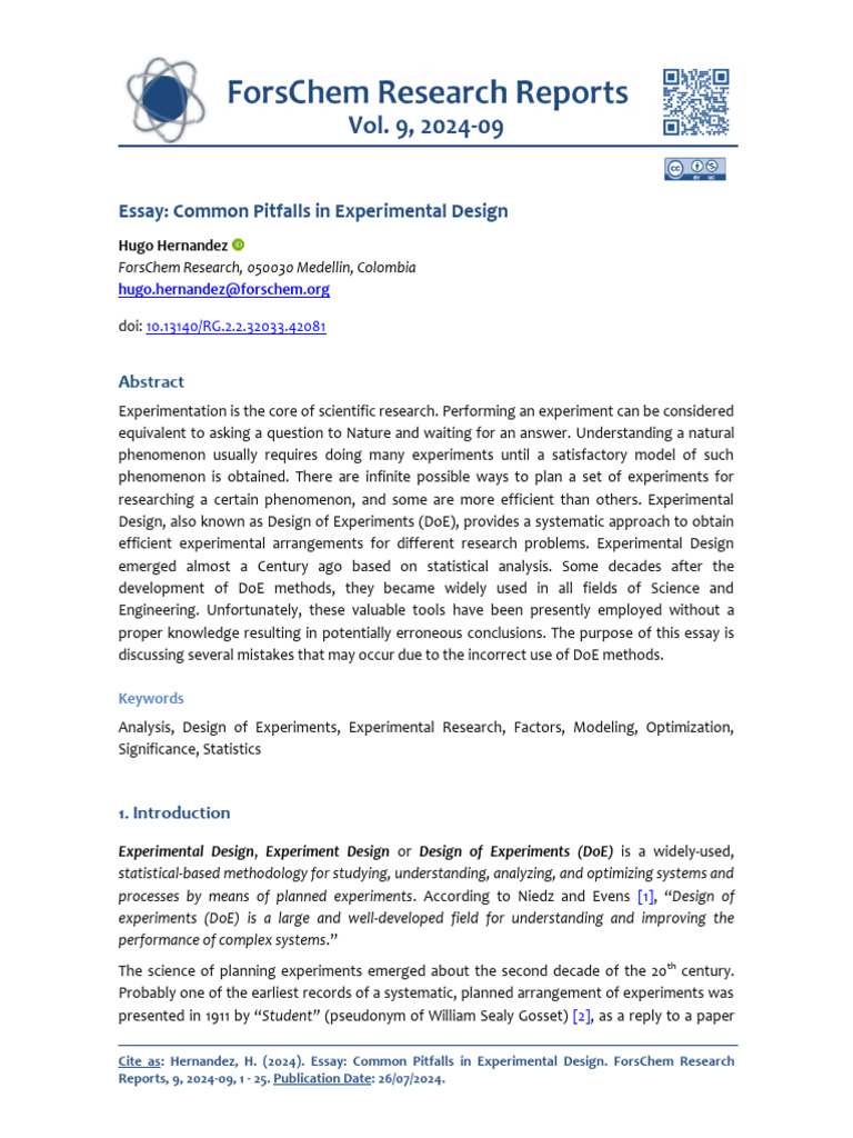 Common Mistakes in Experimental Design | PDF | Errors And Residuals ...