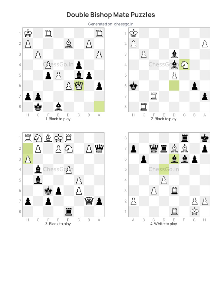 Double Bishop Mate Chess Puzzles - Easier Difficulty - ChessGo - in | PDF | Chess | Chess Theory