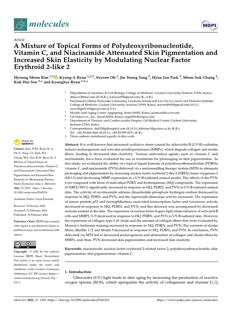 A Mixture of Topical Forms of Polydeoxyribonucleotide 2022 | PDF | Skin | Reactive Oxygen Species