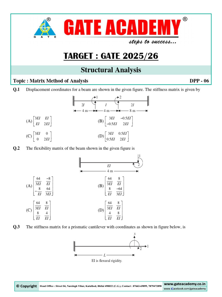 DPP-06 (Structural Anlaysis) | PDF | Stiffness | Structural Analysis