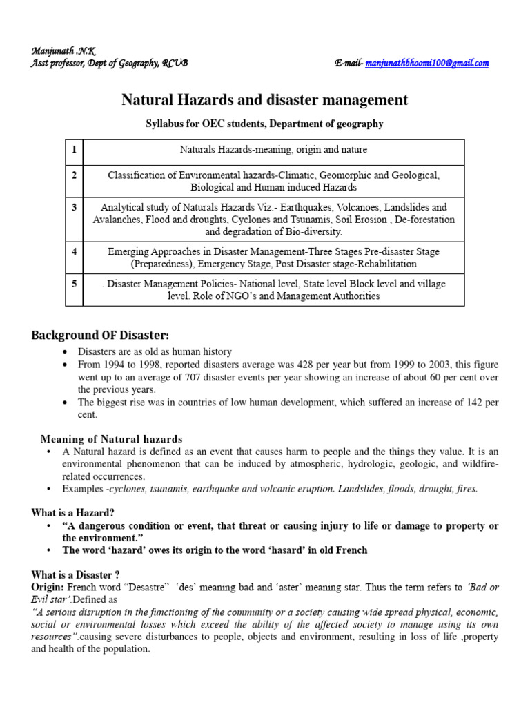 Oec Notes Natural Hazards - NKM | PDF | Natural Disasters | Earthquakes