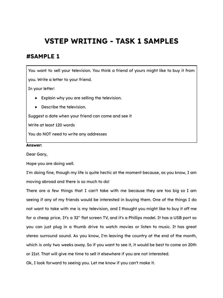 Vstep Writing Task 1 Sample | PDF | Insurance | Renting
