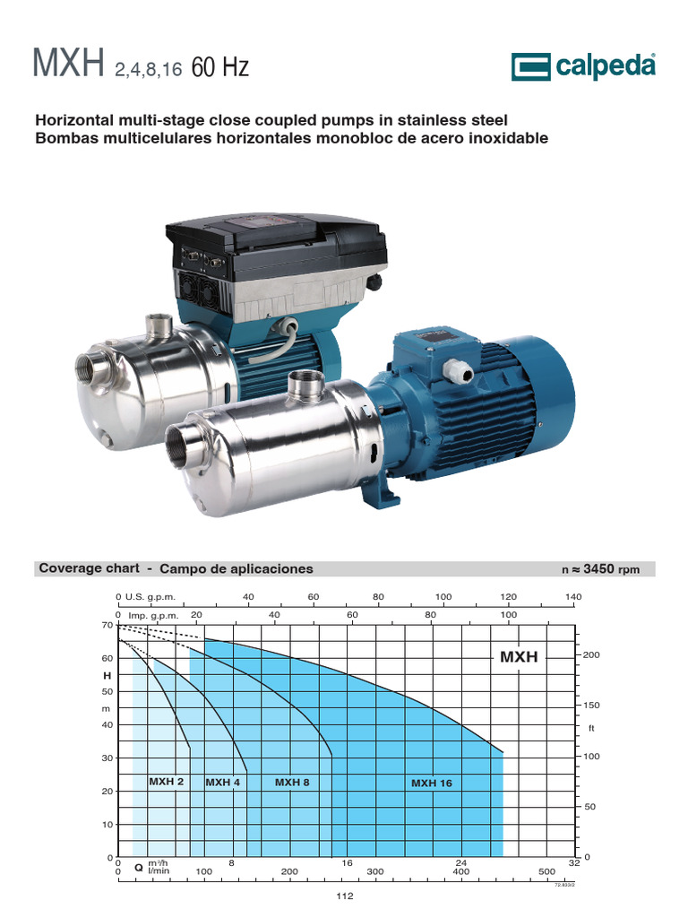 Ficha Calpeda - MXH 404 - 60HZ | PDF | Componentes | Cantidades fisicas