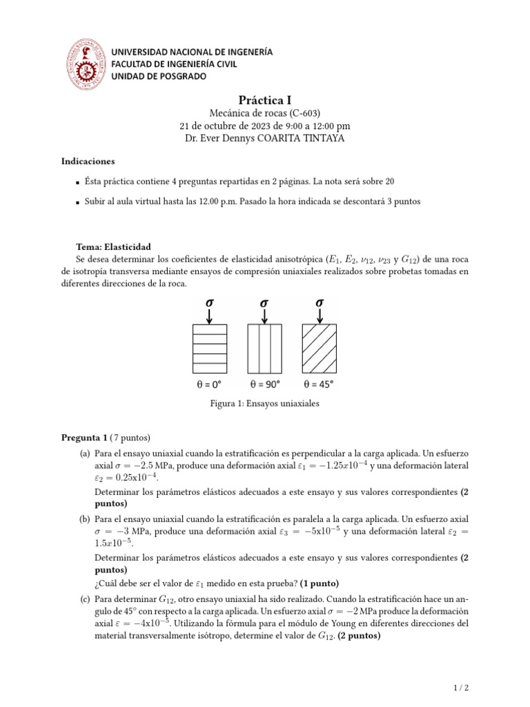 Practica I 2023 II Criterio Elasticidad | PDF | Elasticidad (Física) | Deformación (ingeniería)
