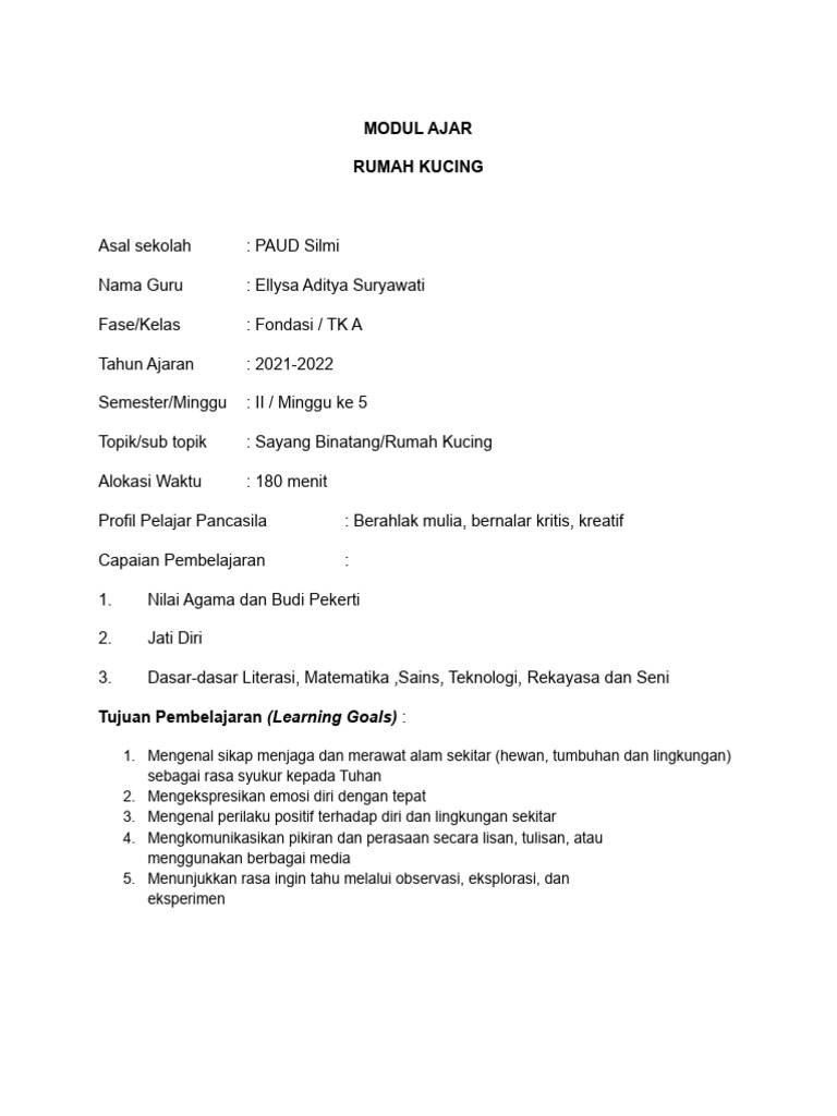Lampiran Membuat Modul Ajar PAUD 2 | PDF Lampiran Membuat Modul Ajar PAUD 2 | PDF