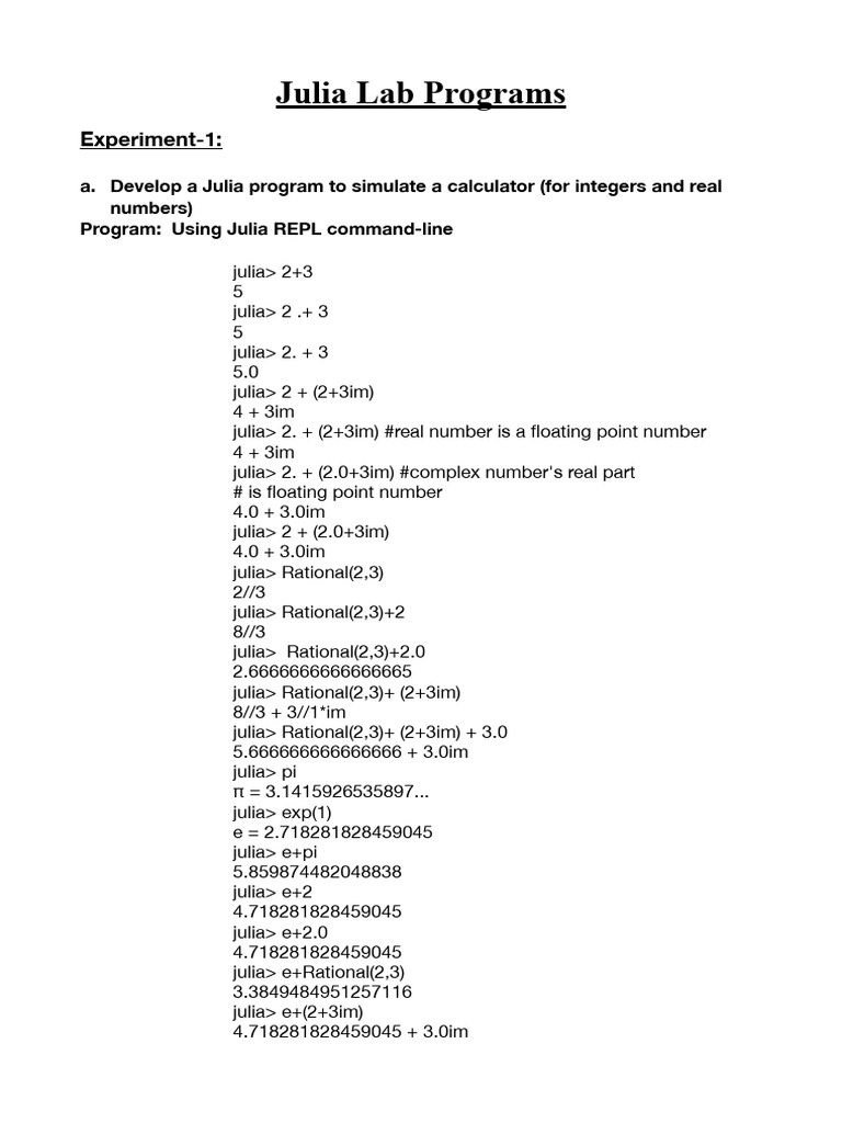Julia_Lab-Exp1&2 | PDF | Interest | Numbers