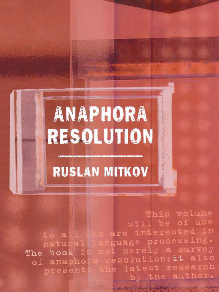 Anaphora Resolution Preview | PDF | Parsing | Part Of Speech