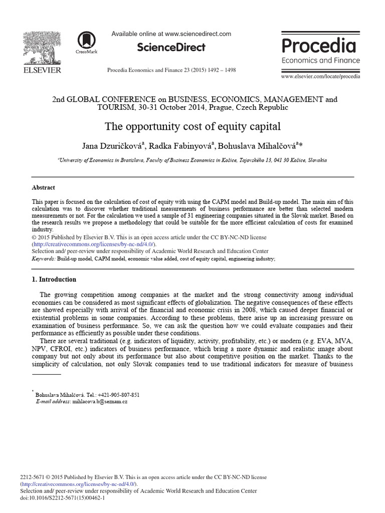 Opportunity Cost of Equity Capital Analysis | PDF | Sampling ...