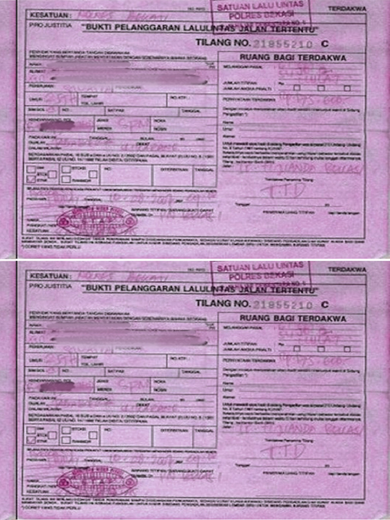 Surat Tilang Merah | PDF