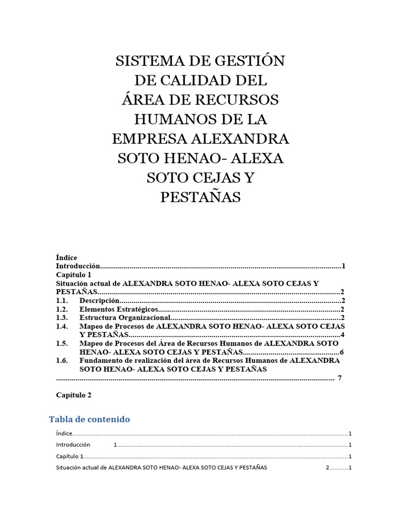 Diseño e Implementacion Proceso de Recursos Humanos Crono | PDF | Sistema de manejo de calidad ...