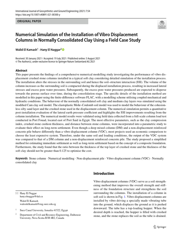 El Kamash 和 El Naggar - 2021 - Numerical Simulation of the Installation of Vibro | PDF | Deep ...