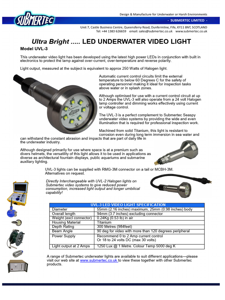 UVL-3 Underwater Video LED Light | PDF | Lighting | Light