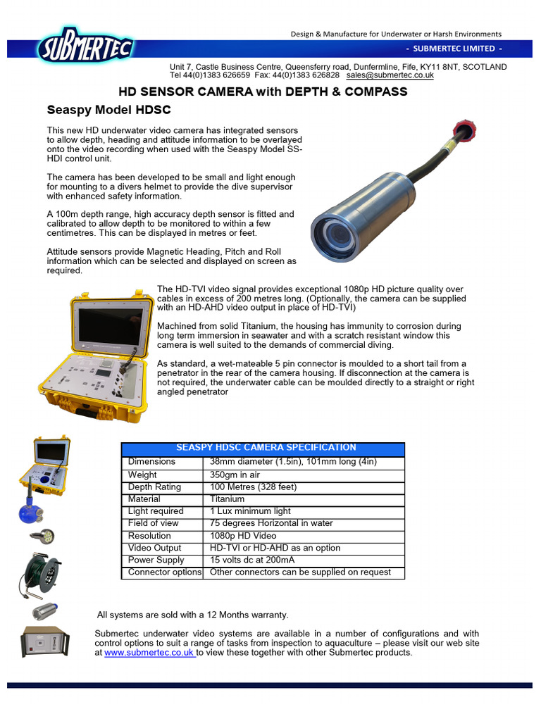 250x Seaspy HD-SC Sensor Camera | PDF | Camera | Video