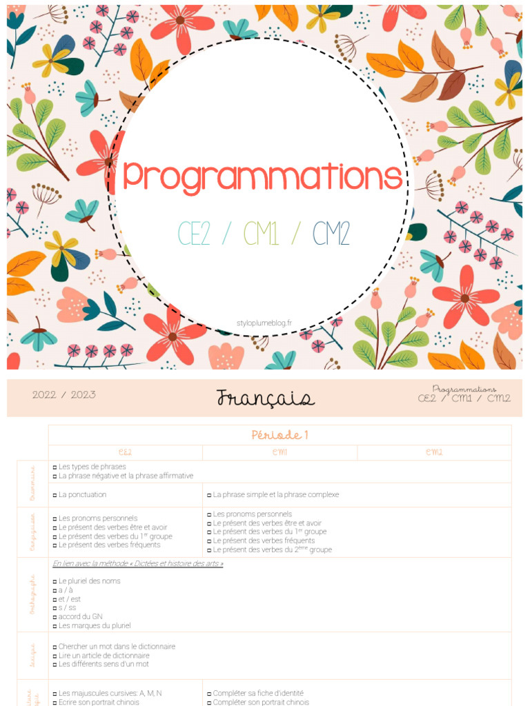 Programmations Français CE2-CM2 2022-2023 | PDF | Verbe | Phrase