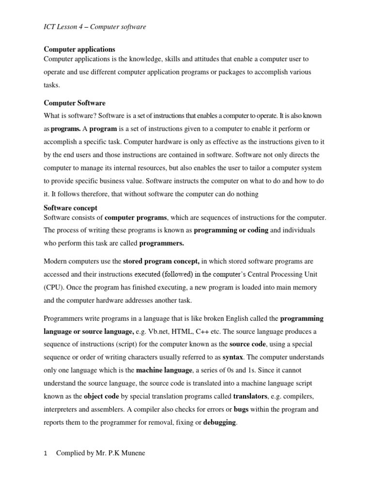 Ict Lesson 4 Computer Software Download Free Pdf Installation Computer Programs