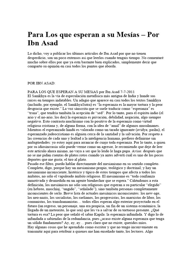 Ibn Asad Lo Que Esperan Un Mesias | PDF | Esoterismo occidental | Gnosticismo