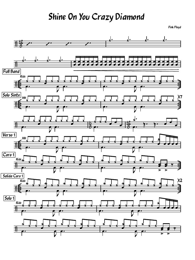 Shine - On - You - Crazy - Diamond (Drums) | PDF