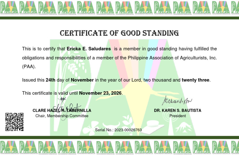 Cert of Good Standing | PDF